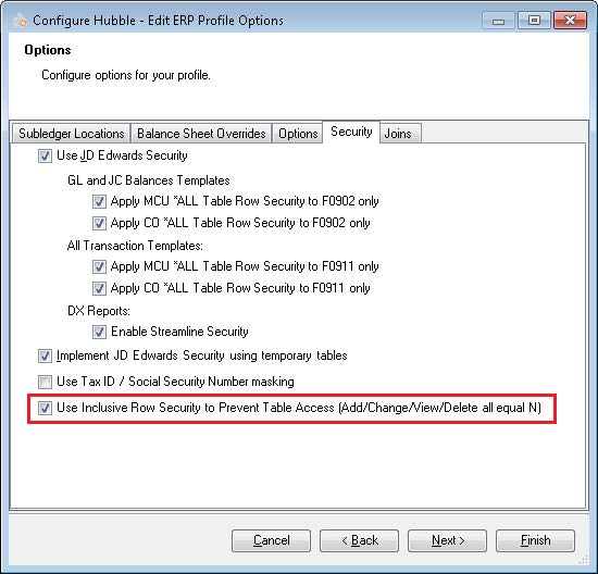 Incorporate JD Edwards Security – Hubble v24